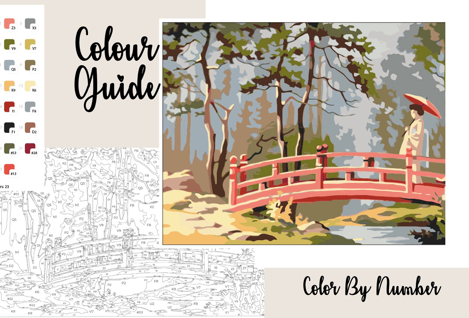 Forest Printable Coloring Page Printable Color by Numbers Adult Craft ...