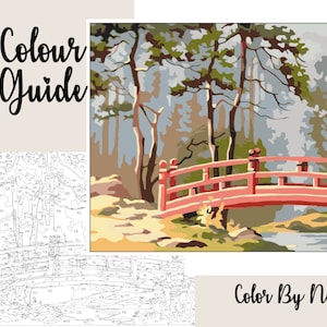 Forest Printable Coloring Page Printable Color by Numbers Adult Craft ...