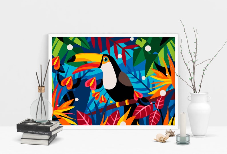 Toucan Painting by Numbers Color by Numbers Kit Tropical Forest ...