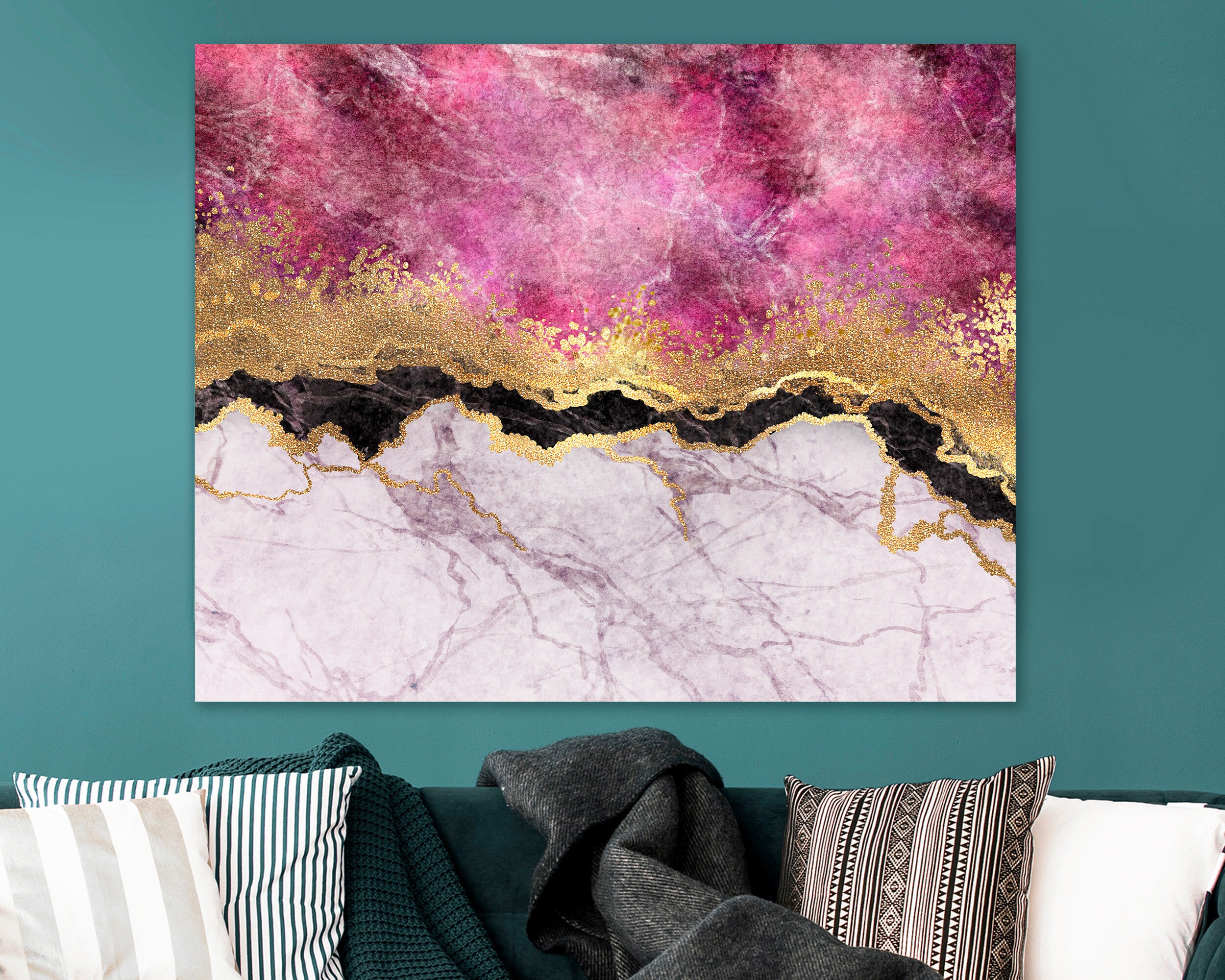 Rosa Marmor Zimmer HD Drucke Leinwand Poster Home Decor Gold | Etsy