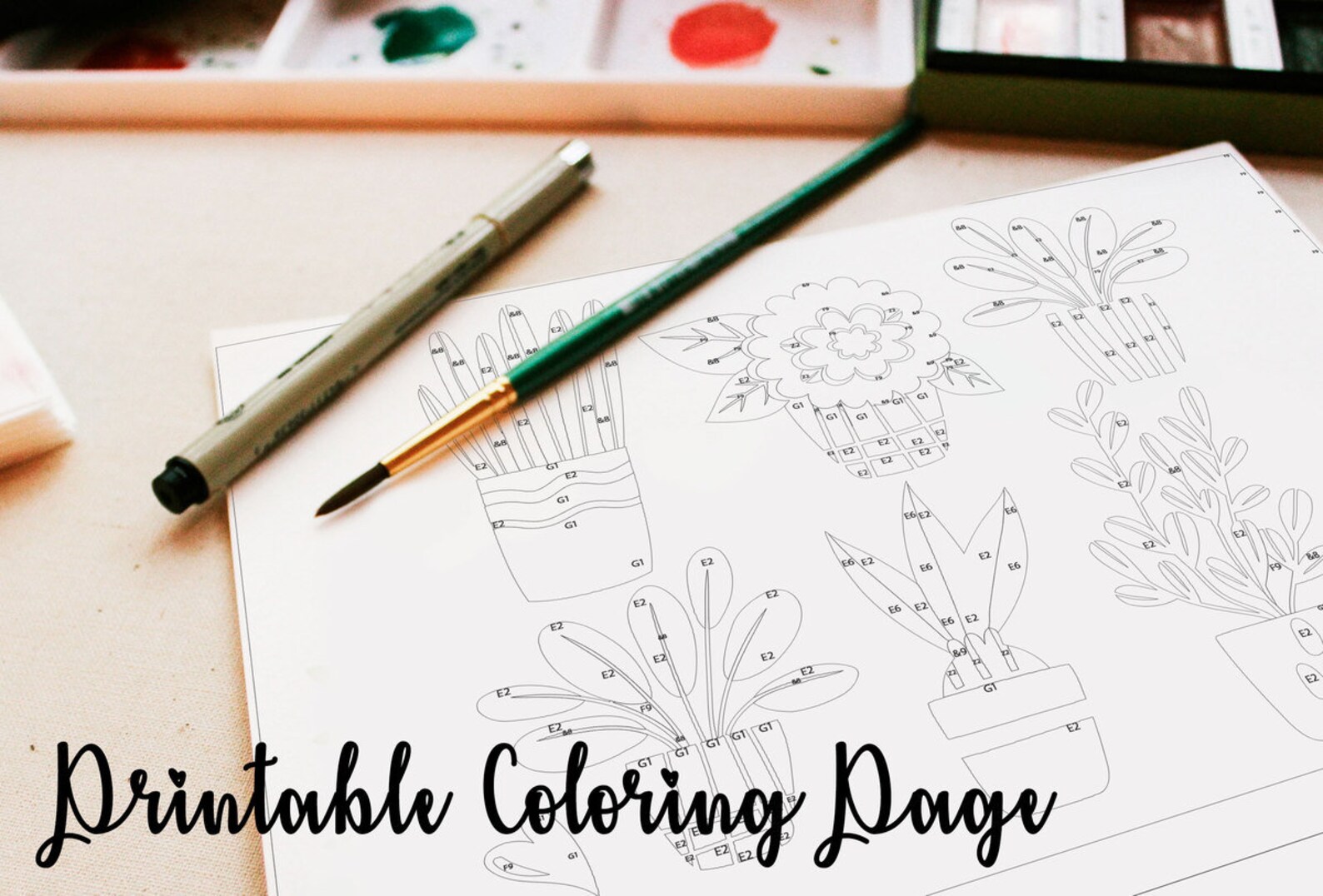 Sunflowers Color by Numbers Printable Coloring Page Nature Painting by ...