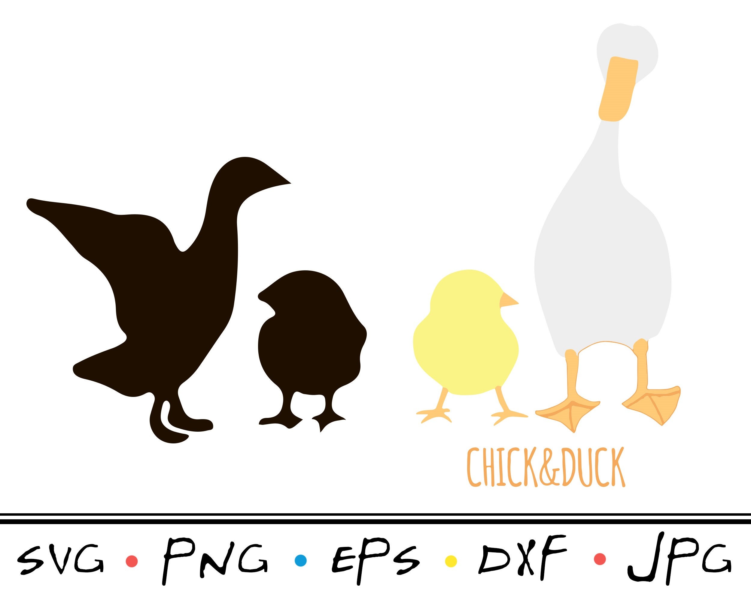Duck and Chick Svg File Friends Svg Cut File Farm Birds - Etsy UK