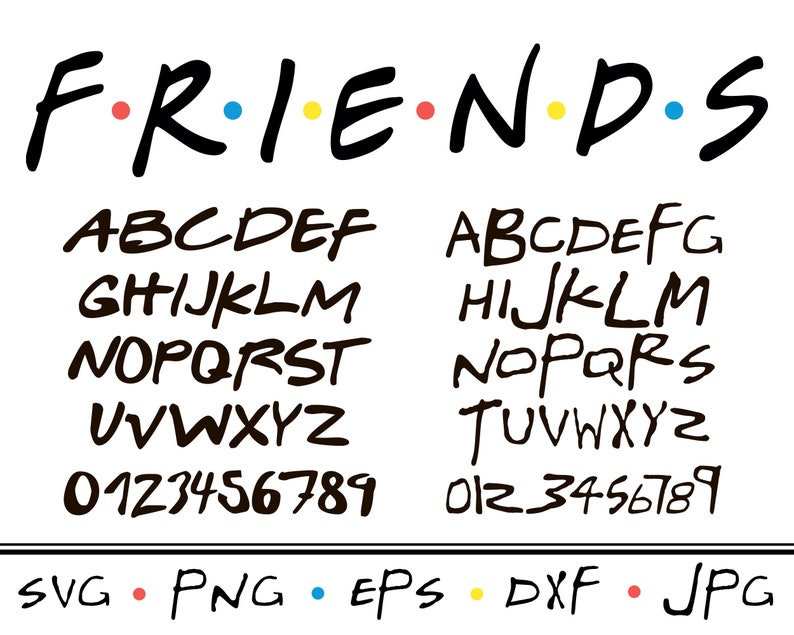 Friends Font Svg File Friends Alphabet Svg Cut File TV Show - Etsy Canada