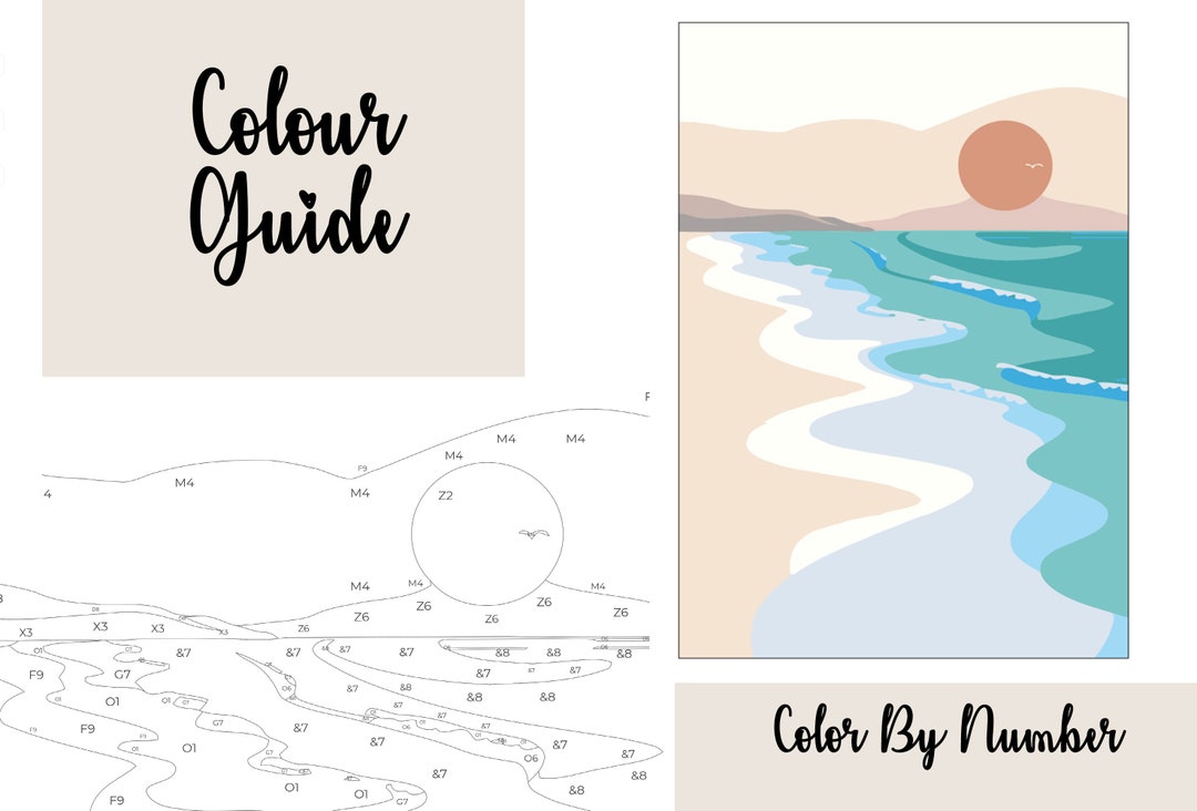 Ocean Art Color by Number Kit Printable Beach Color by Number Art ...