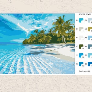 Ocean Art Color by Number Kit Printable Beach Color by Number Nature ...