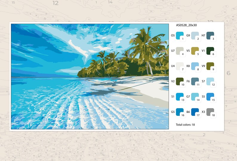 Ocean Art Color by Number Kit Printable Beach Color by Number - Etsy