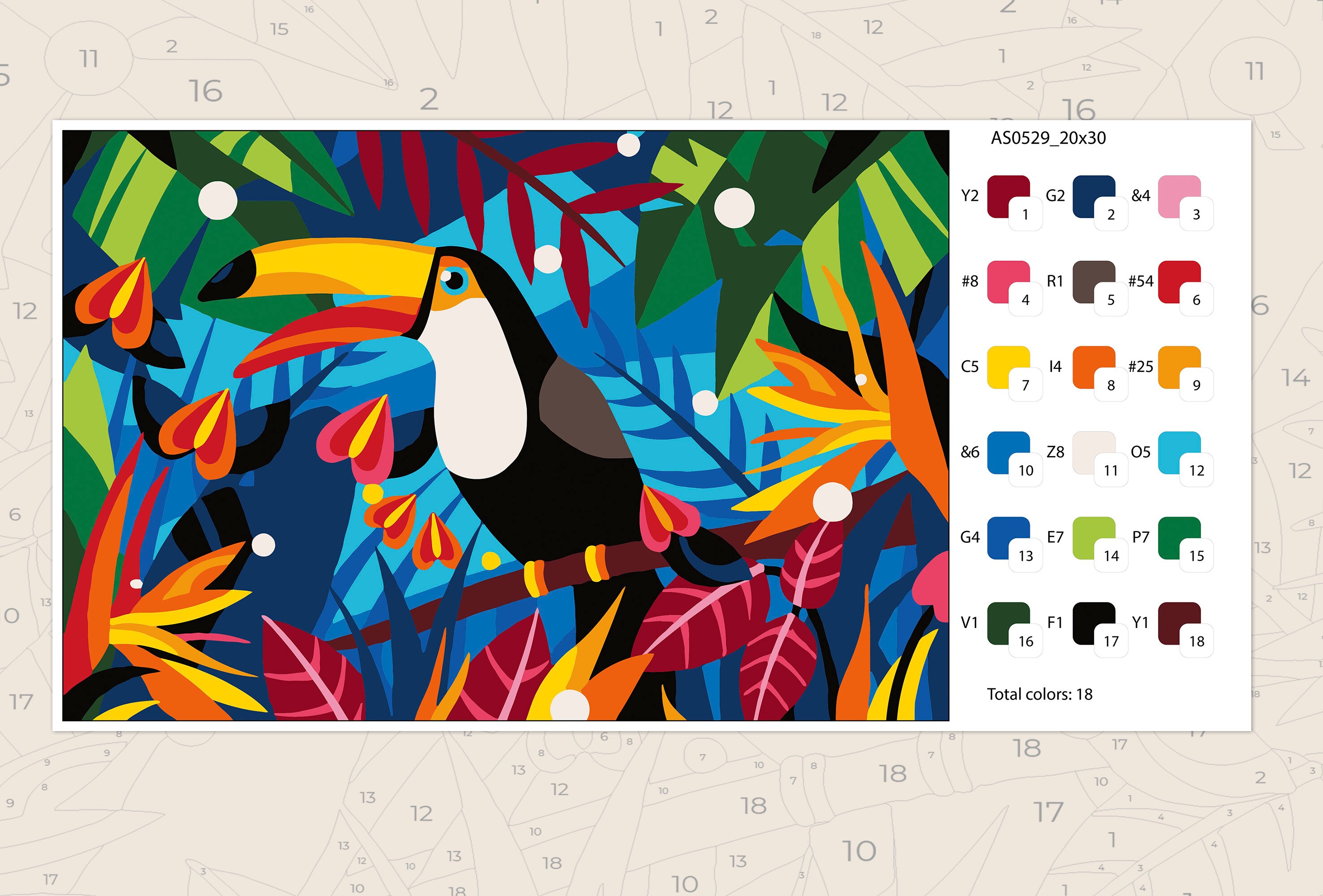 Toucan Painting by Numbers Color by Numbers Kit Tropical Forest ...