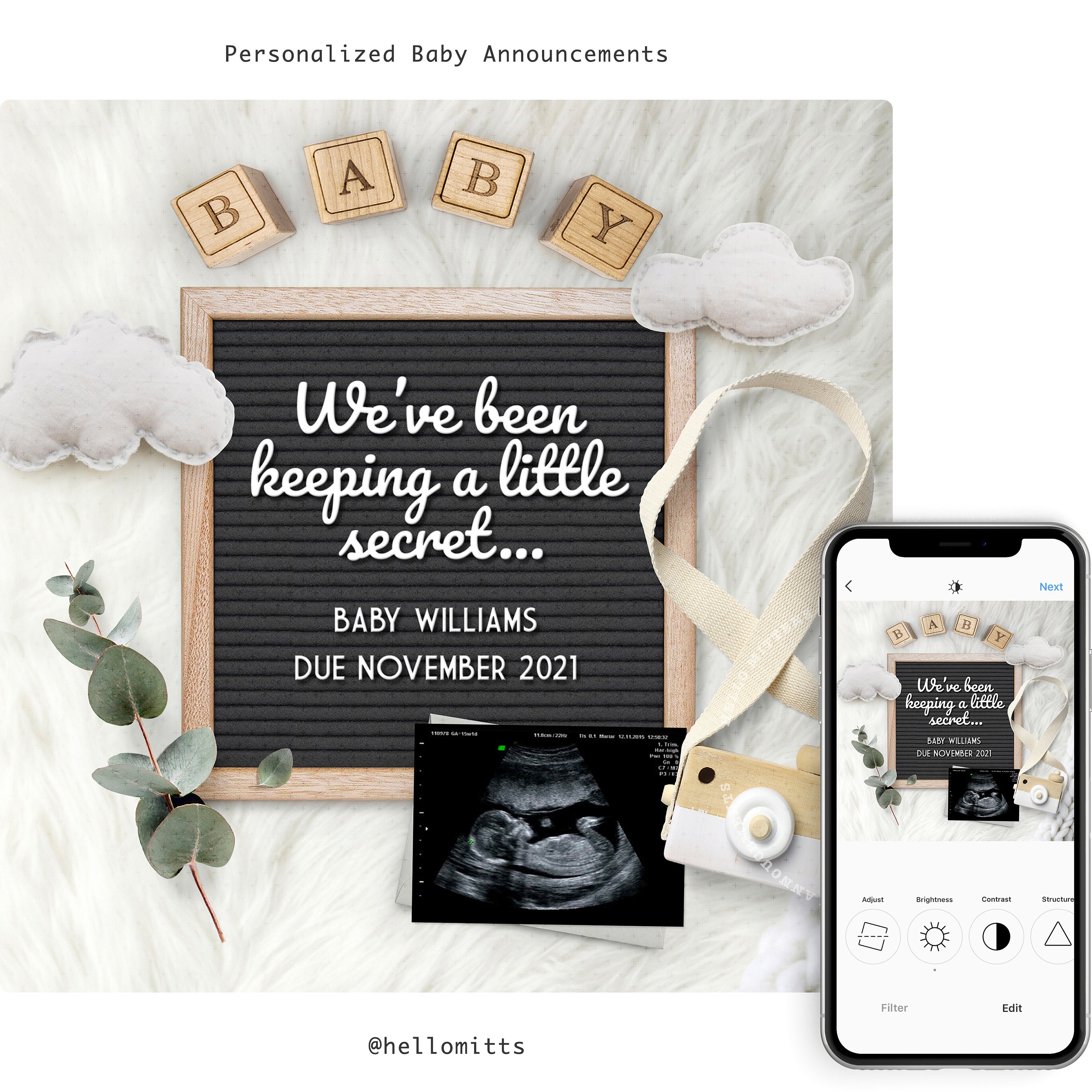 Gender Neutral Digital Pregnancy Announcement Baby Reveal - Etsy