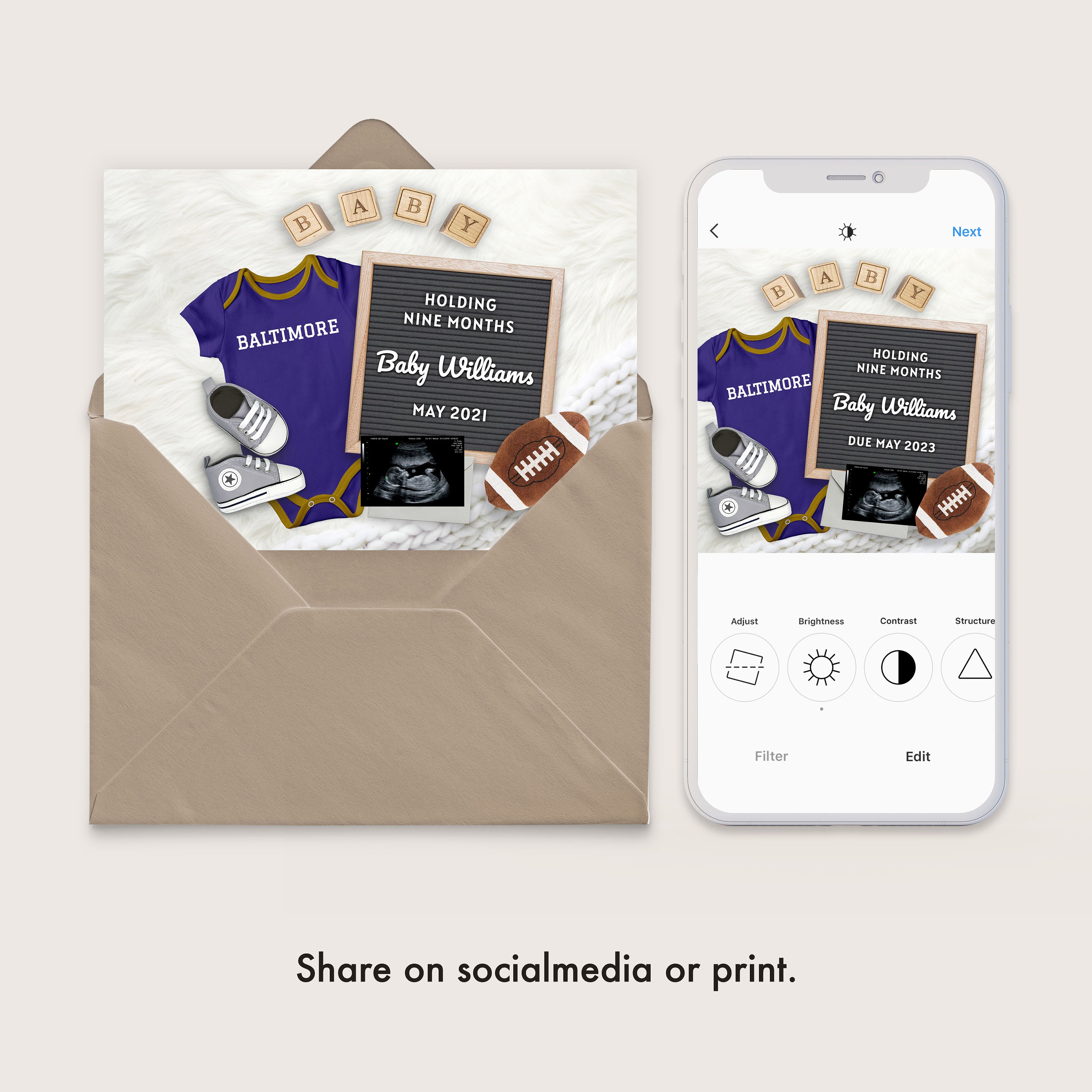 Digital Baby Announcement / Pregnancy Announcement / Editable - Etsy