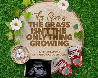 SPRING Baby Pregnancy Announcement Digital Personalized BABY | Etsy