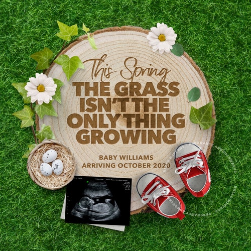 SPRING Baby Pregnancy Announcement Digital Personalized BABY - Etsy