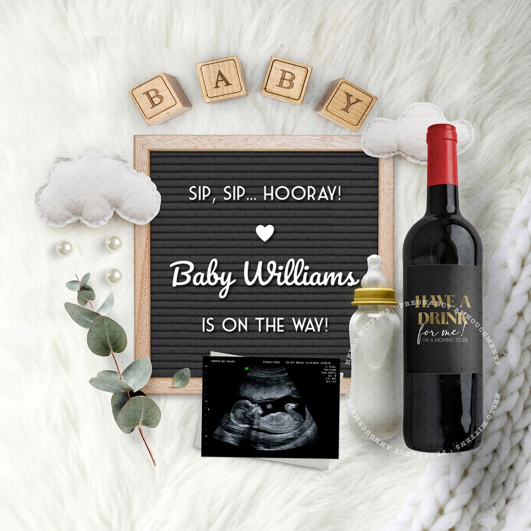 WINE Baby Pregnancy Announcement Digital Announce Social Media Post ...