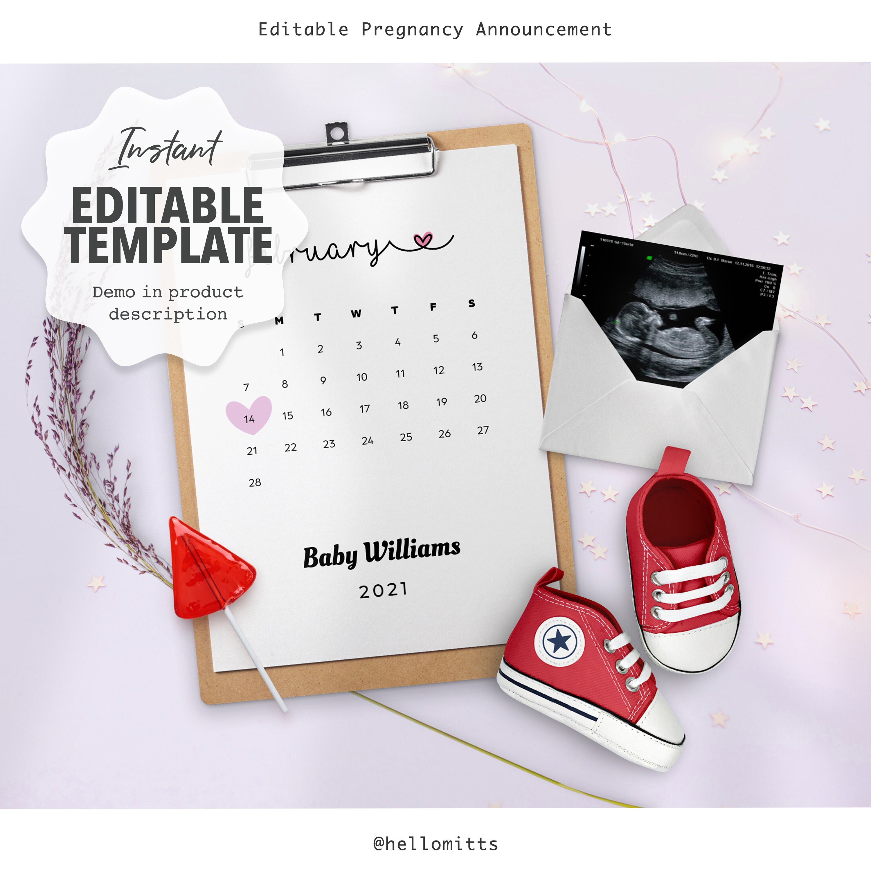 Editable Pregnancy Announcement Digital Instant DIY Template Etsy Ireland