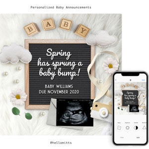 SPRING Baby Pregnancy Announcement Digital Personalized BABY - Etsy