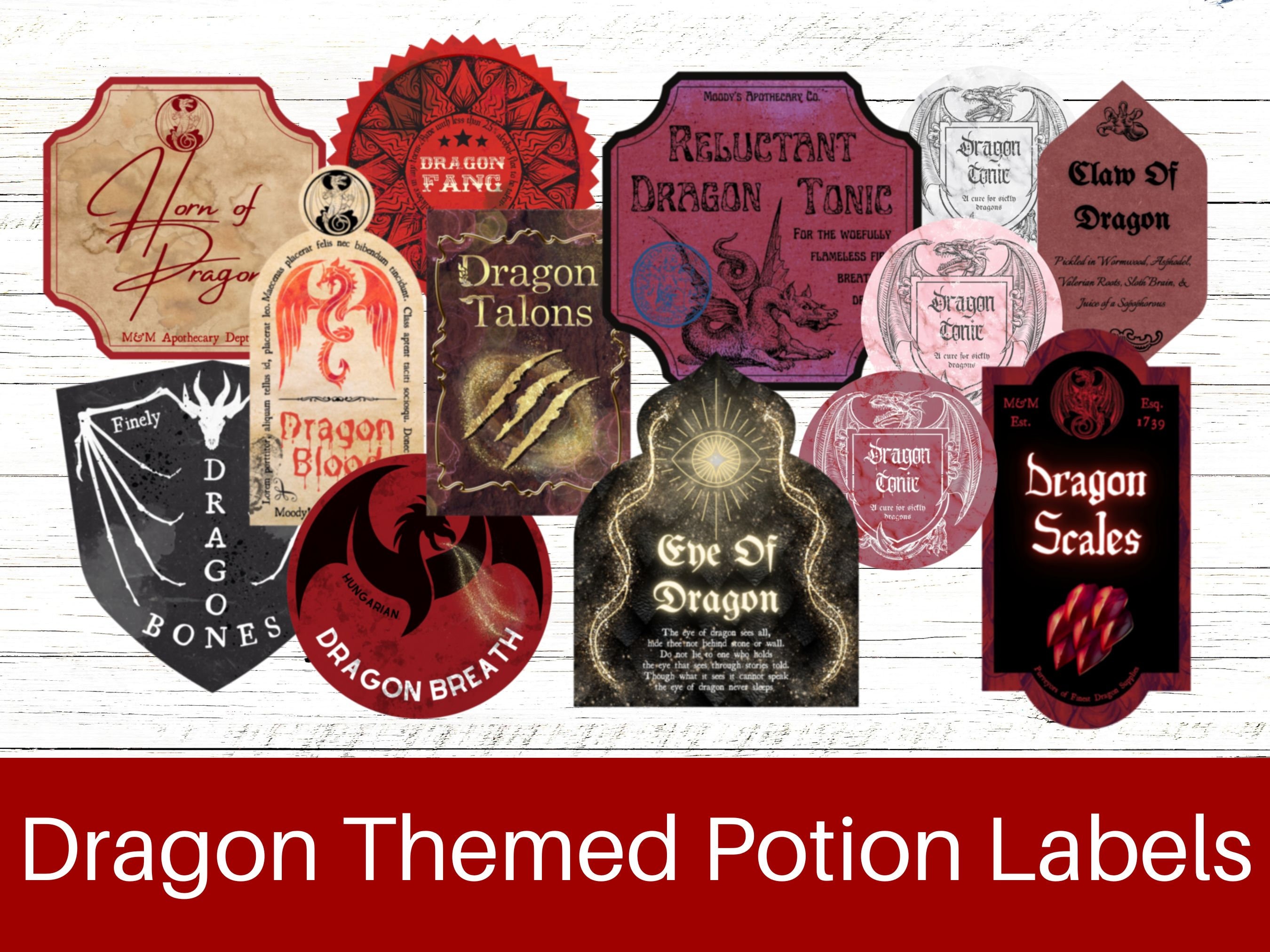 Dragon Themed Potion Labels RED - Etsy