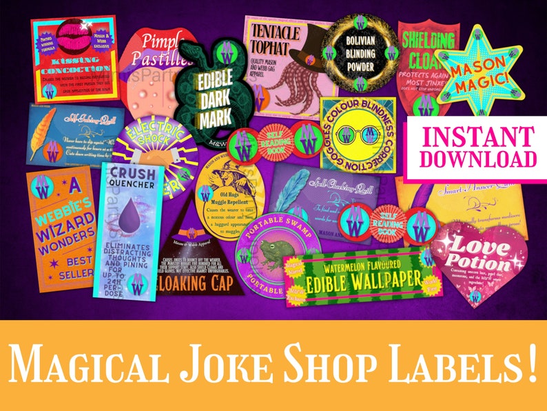 Magical Joke Shop Labels - Instant Download - Etsy