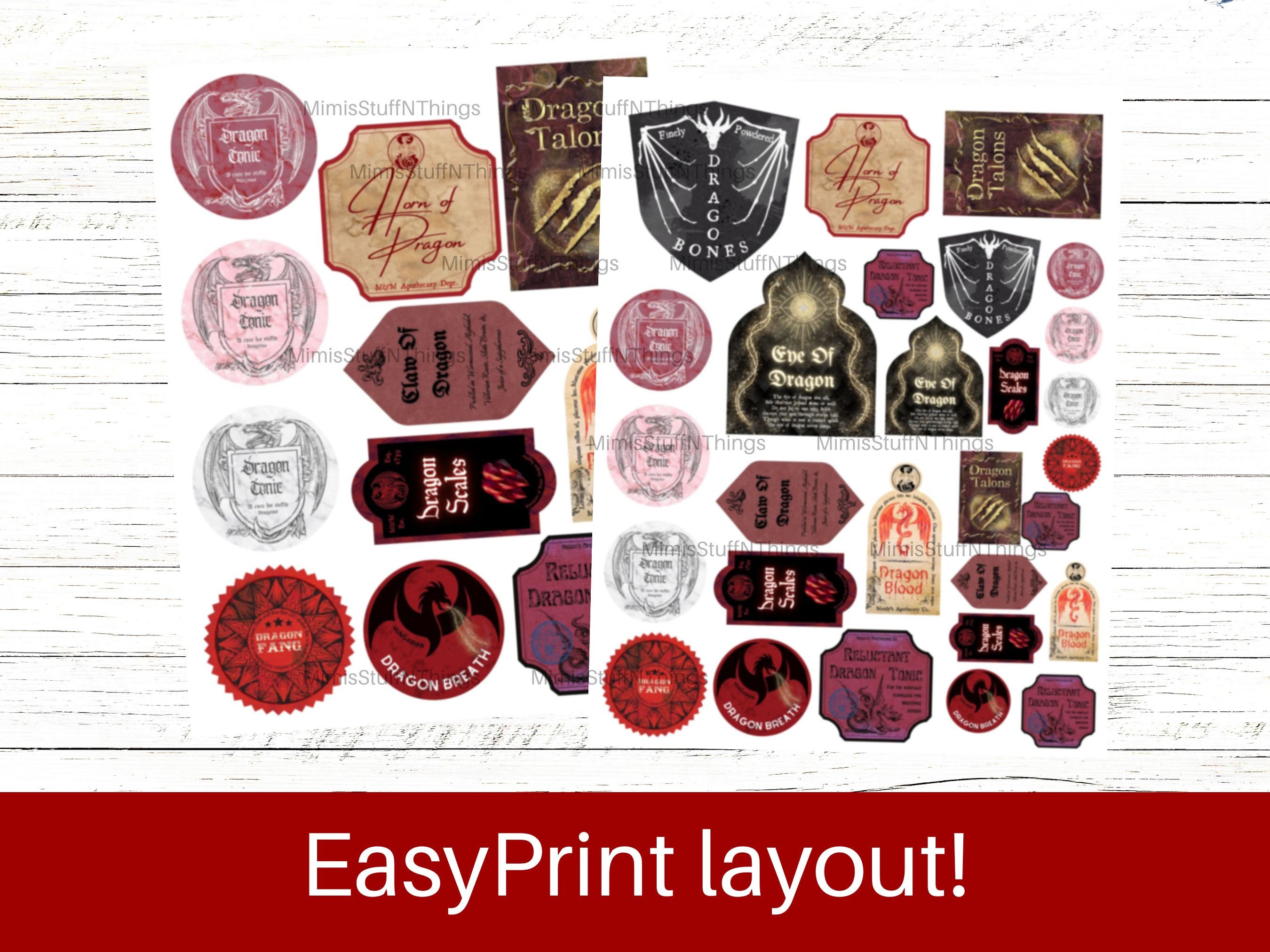 Dragon Themed Potion Labels RED - Etsy
