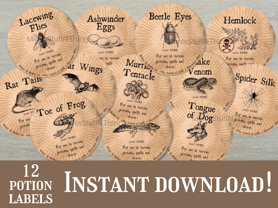 Set of 12 Potion Ingredient Labels High Quality Download | Etsy