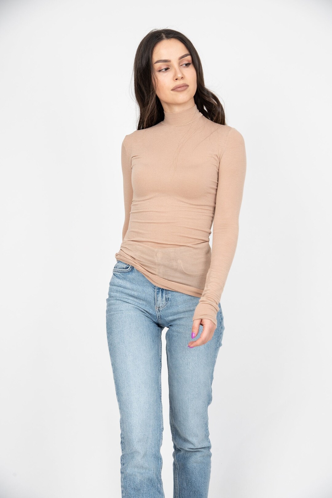 Knit Sheer Cotton Pullover, Long Sleeve Blouse - Etsy