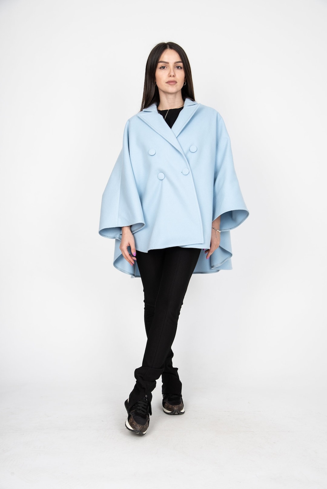 Blue Wool Cape Coat - Sleeveless Midi Fashion Jacket - Etsy