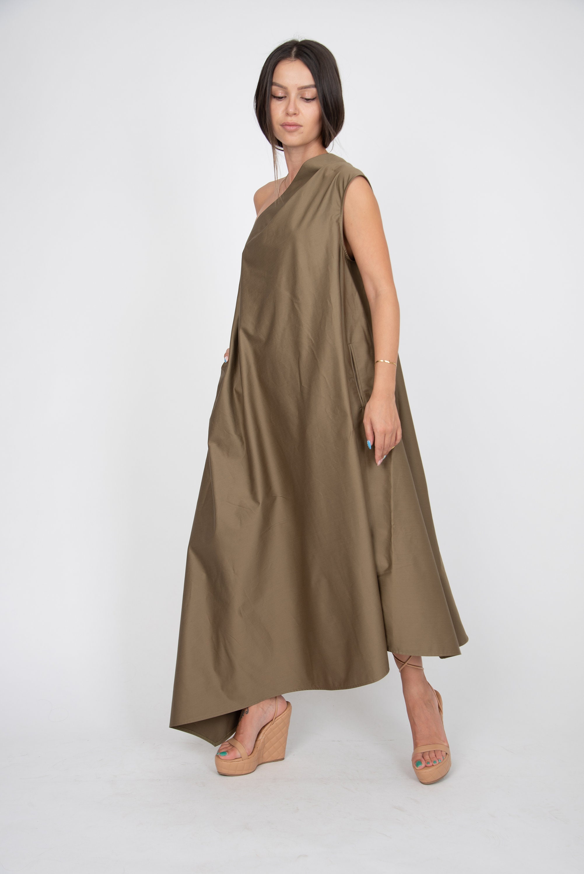 One Shoulder Dress/asymmetrical Long Dress/kaftan Maxi Dress ...
