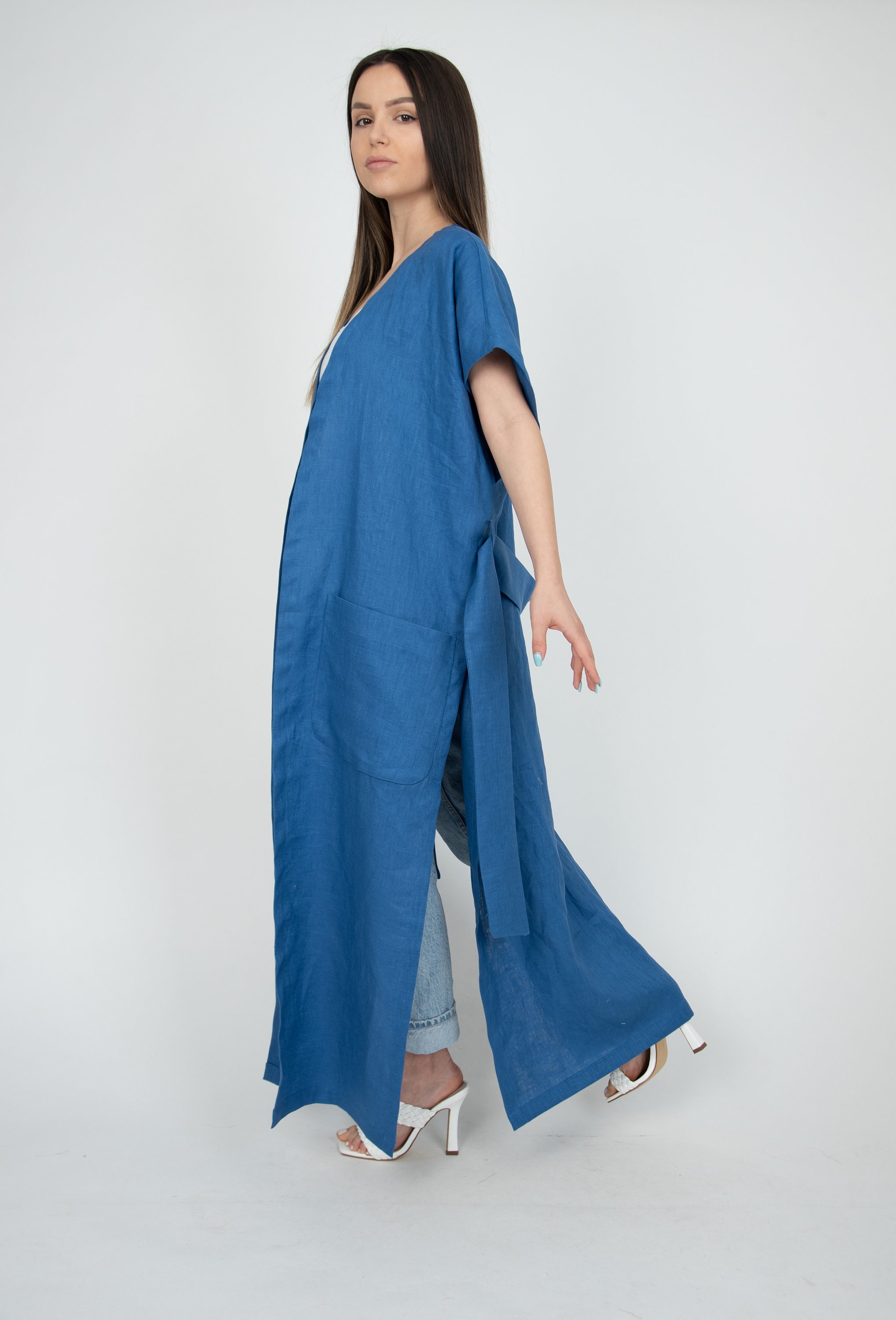 Linen Vest Women/Linen Long Vest/Linen Kimono Vest/Linen Vest | Etsy