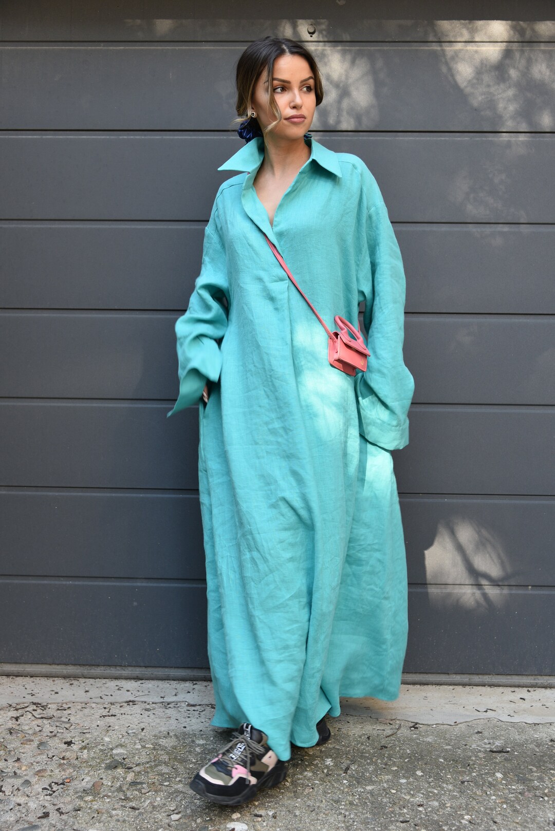 Flax Dress/linen Shirt Dress/linen Caftan/kaftan Maxi Dress/flax ...