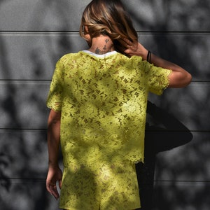 Women's Two Piece Set/yellow Suit/two Piece Outfit/lace Top and Shorts ...