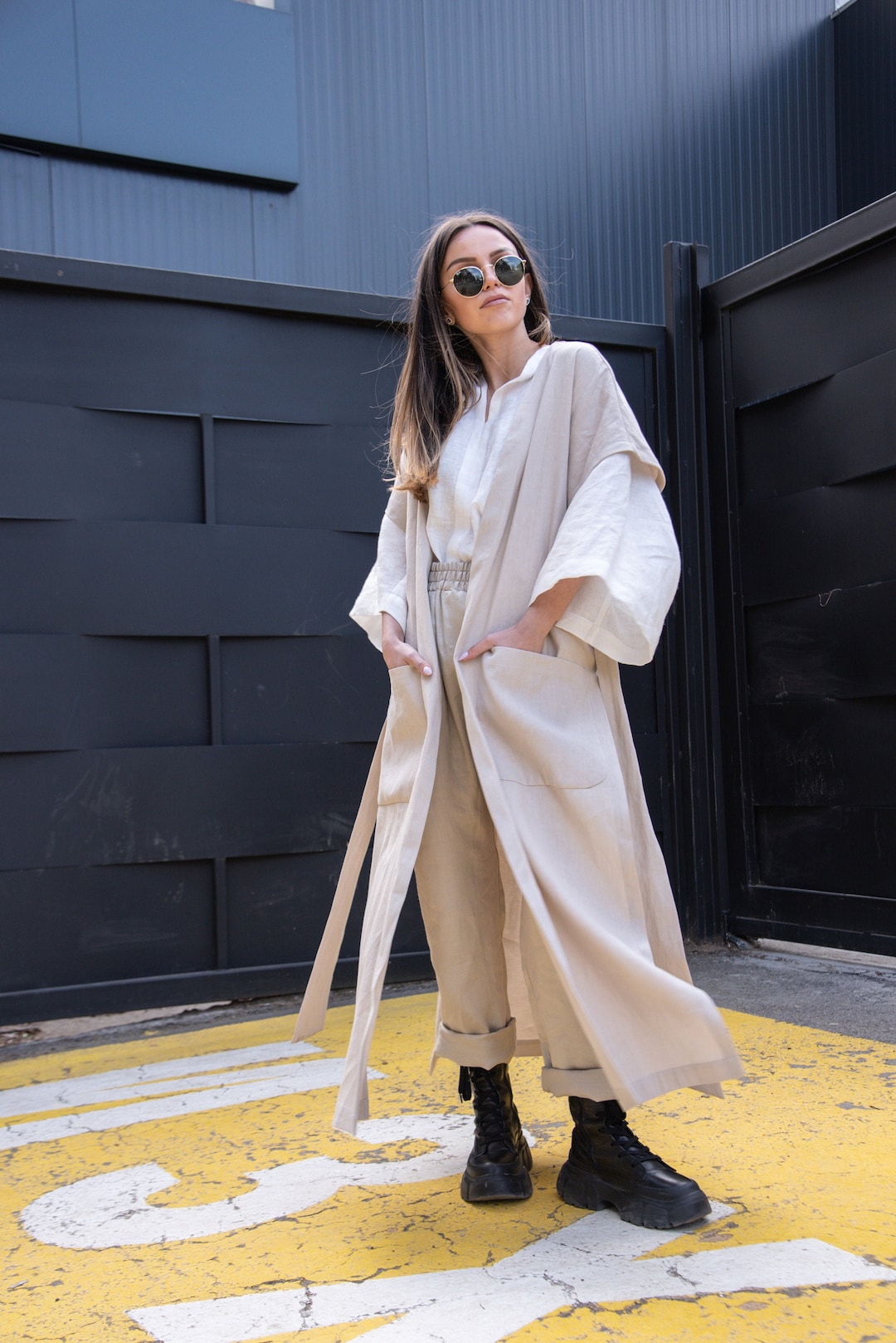 Handmade Linen Vest/linen Vest With Pockets/linen Kimono Vest/handmade ...