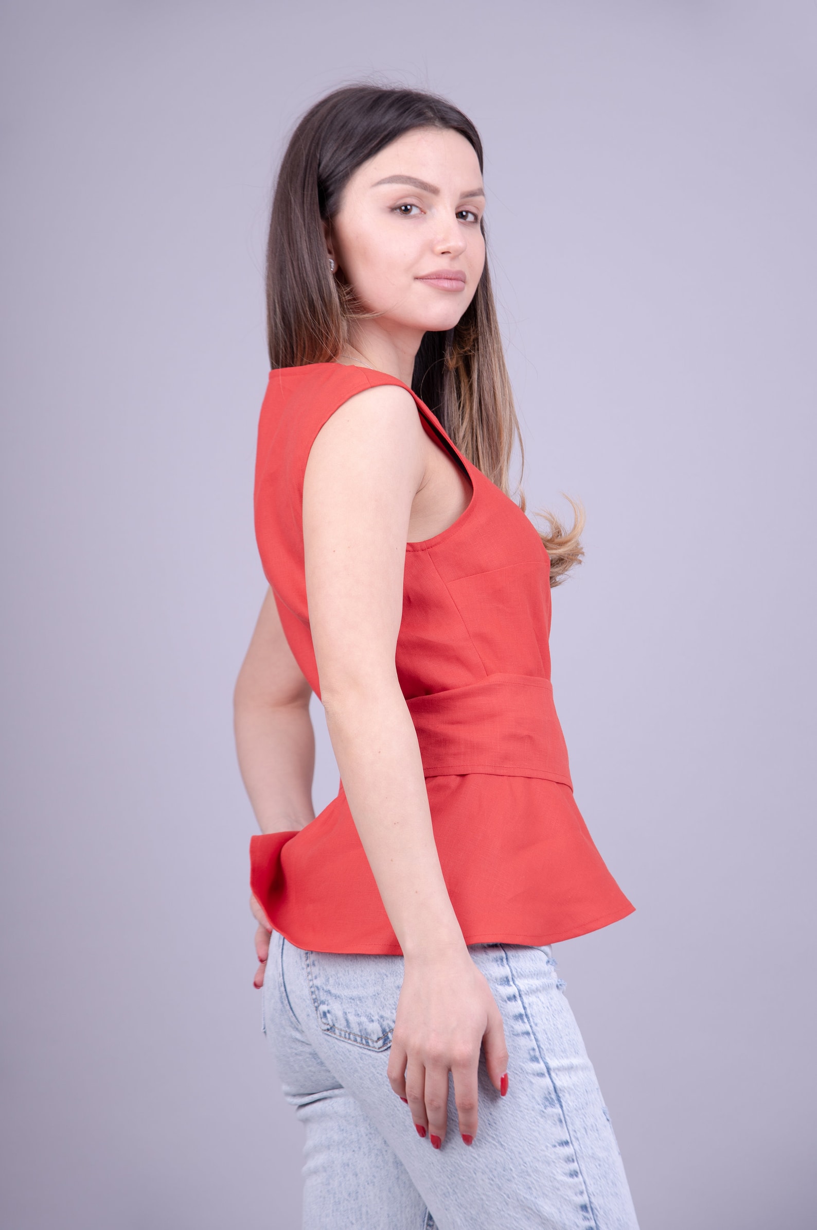 Wrap Linen Top/belted Linen Top/red Linen Tank Top/tie Waist Blouse ...
