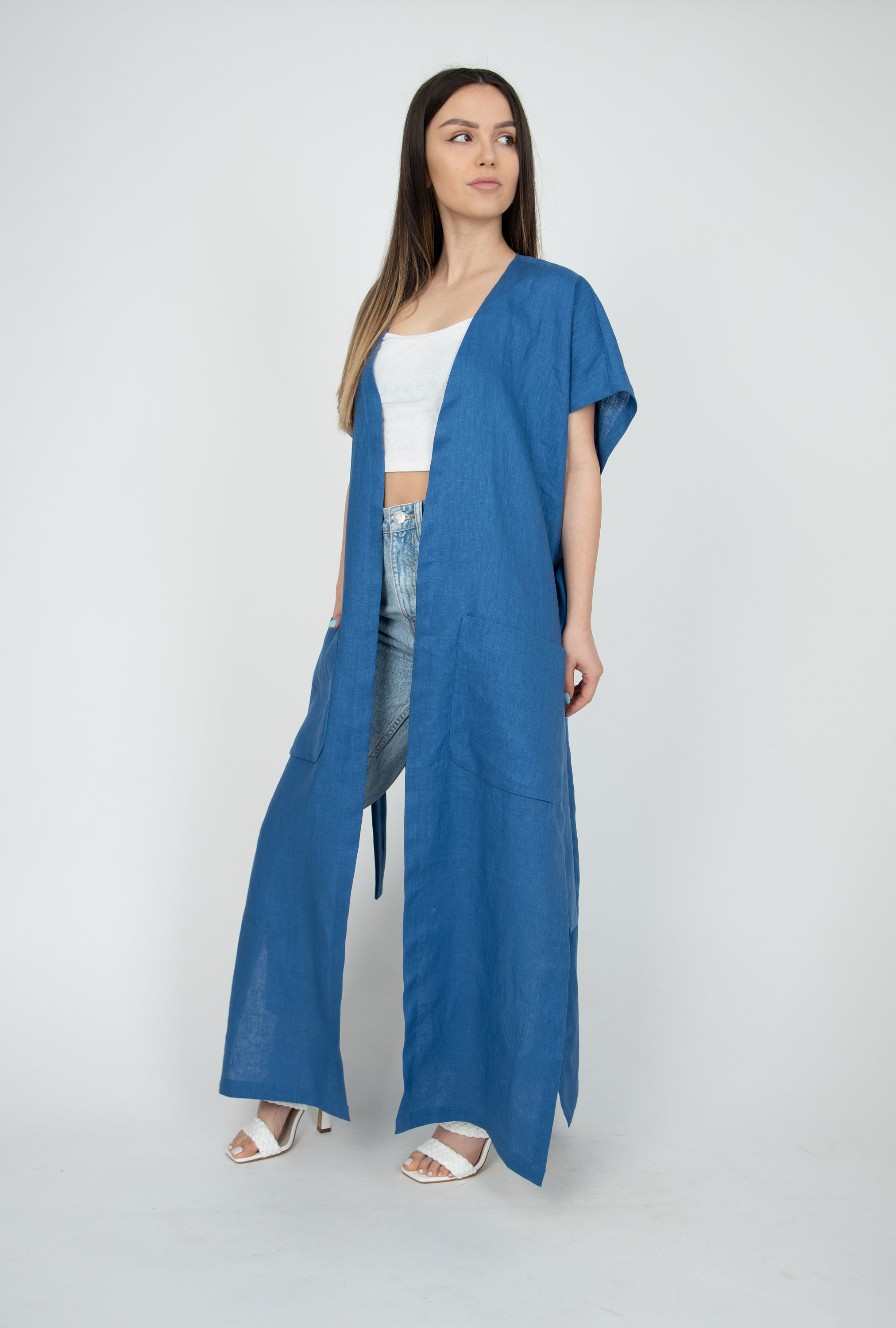 Linen Vest Women/Linen Long Vest/Linen Kimono Vest/Linen Vest | Etsy