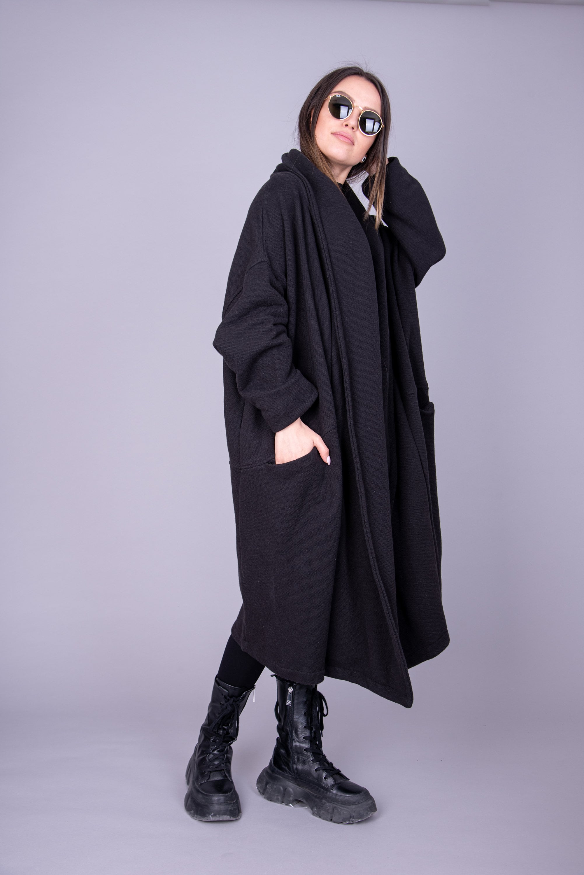 Oversized French Terry Coat, Asymmetrical Maxi Cardigan/ae205 - Etsy