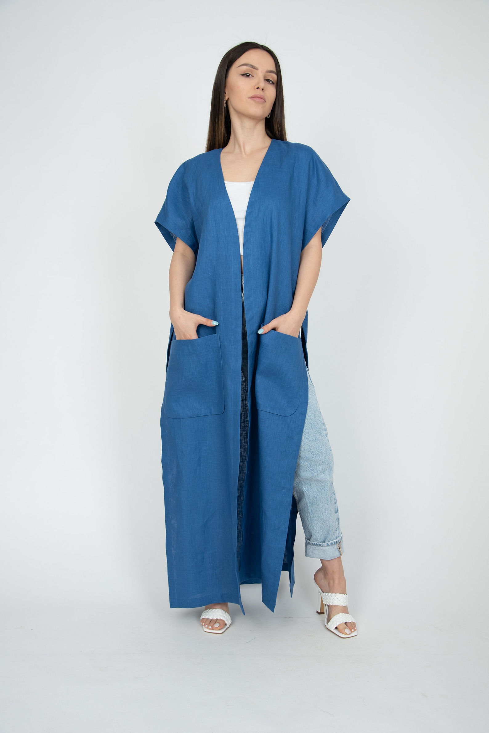 Linen Vest Women/linen Long Vest/linen Kimono Vest/linen Vest - Etsy