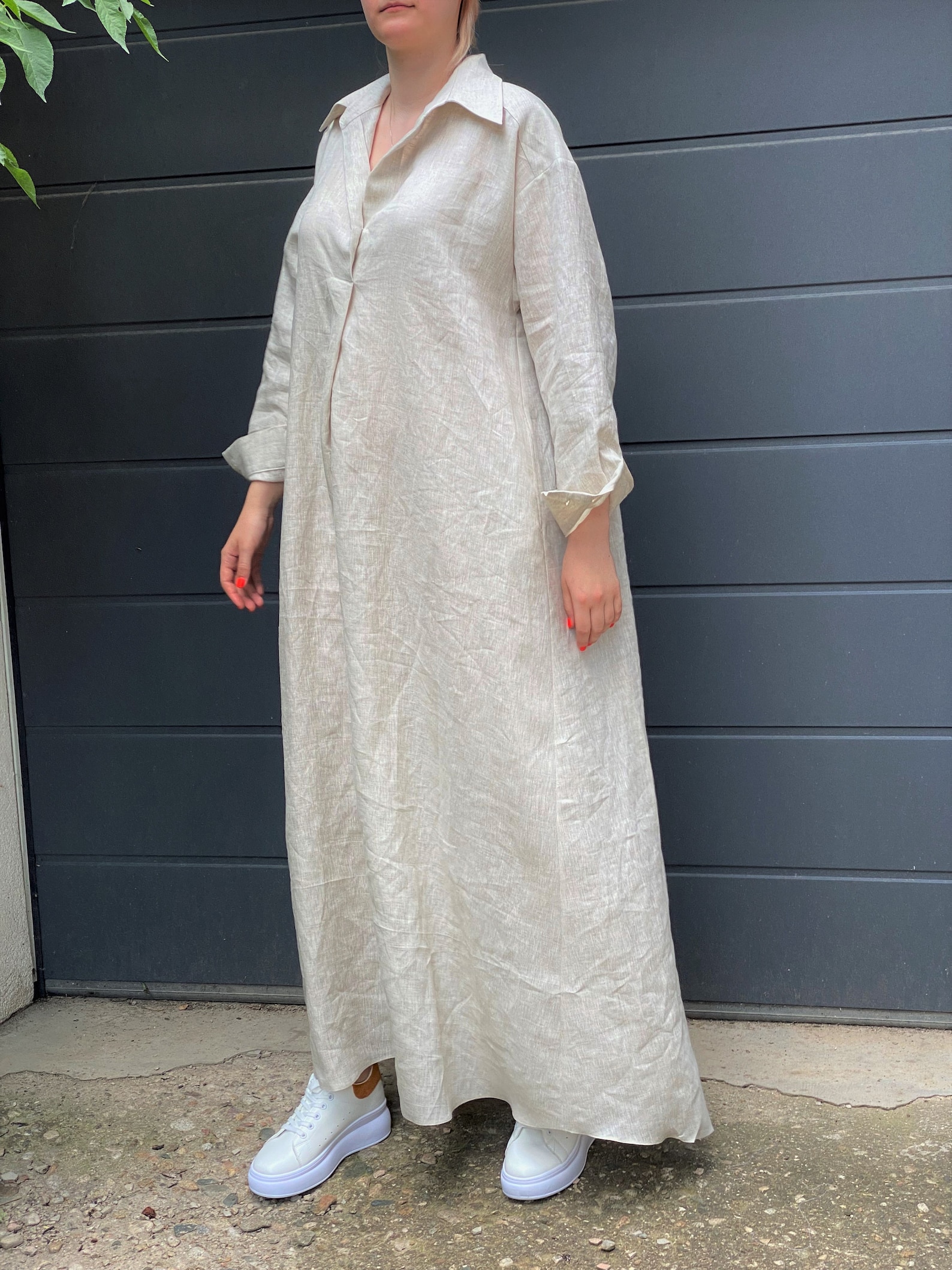 Linen Natural Dress/eco Linen Dress/linen Oversized Dress/kaftan Maxi ...