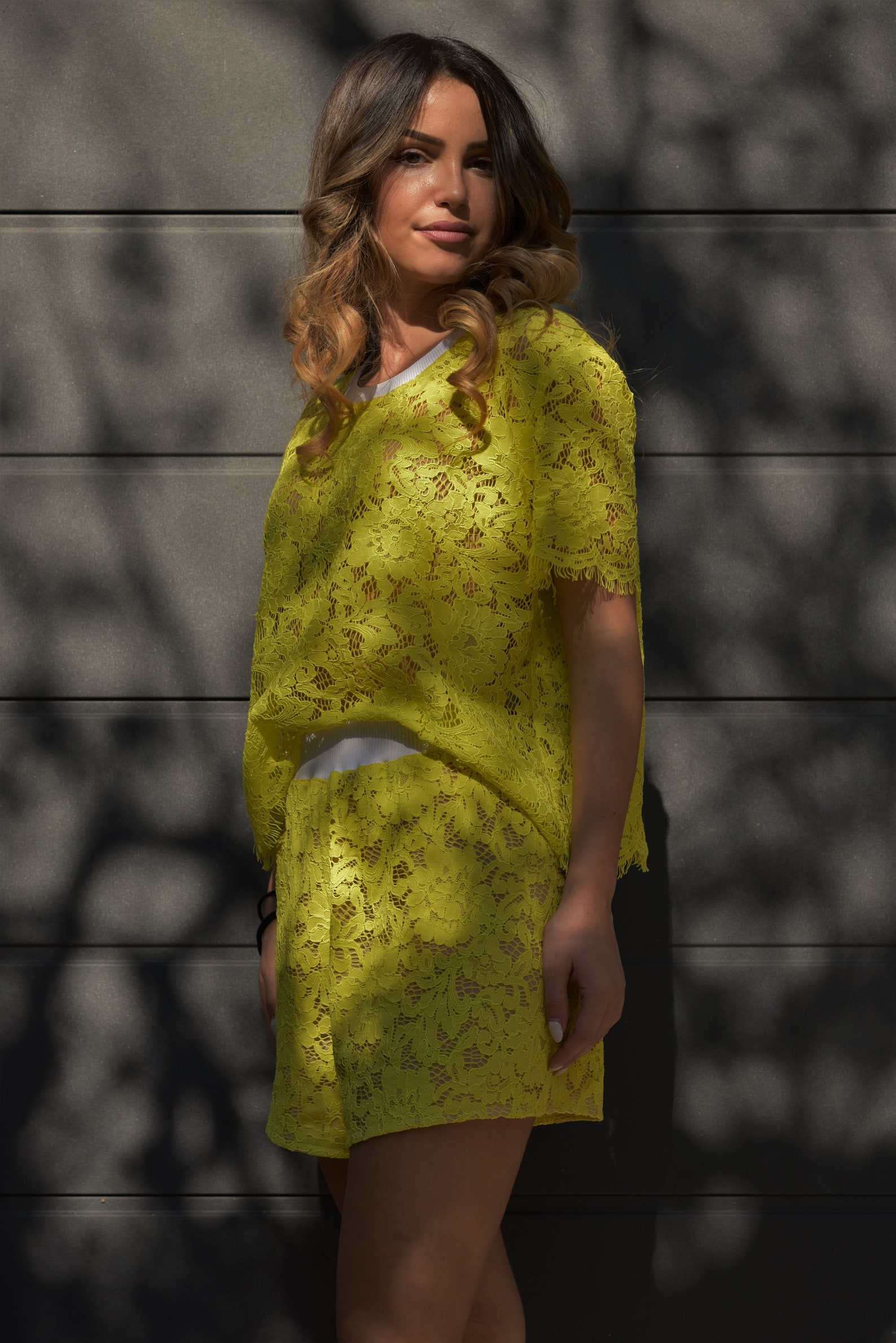 Women's Two Piece Set/Yellow Suit/Two Piece Outfit/Lace | Etsy