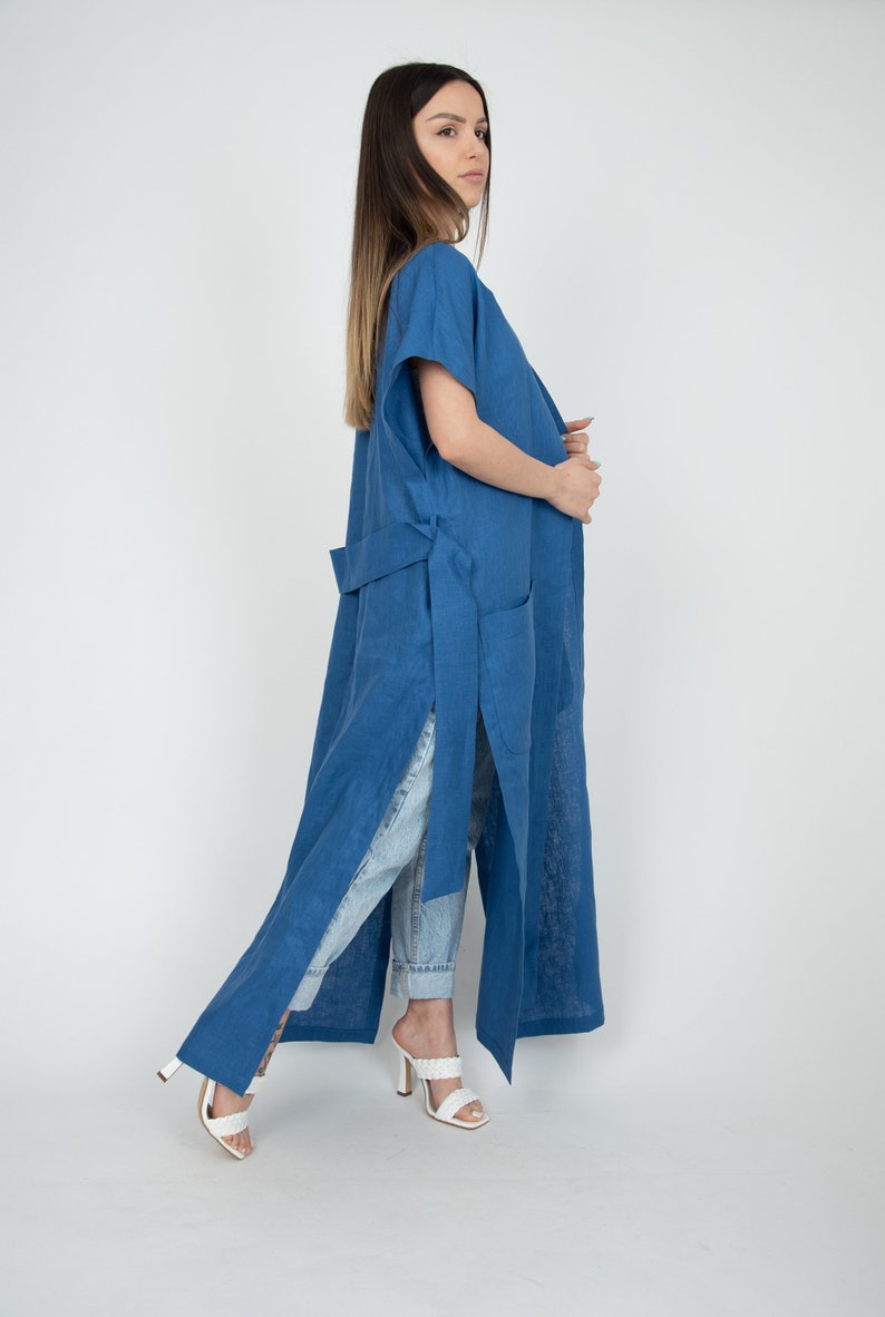 Linen Vest Women/linen Long Vest/linen Kimono Vest/linen Vest | Etsy