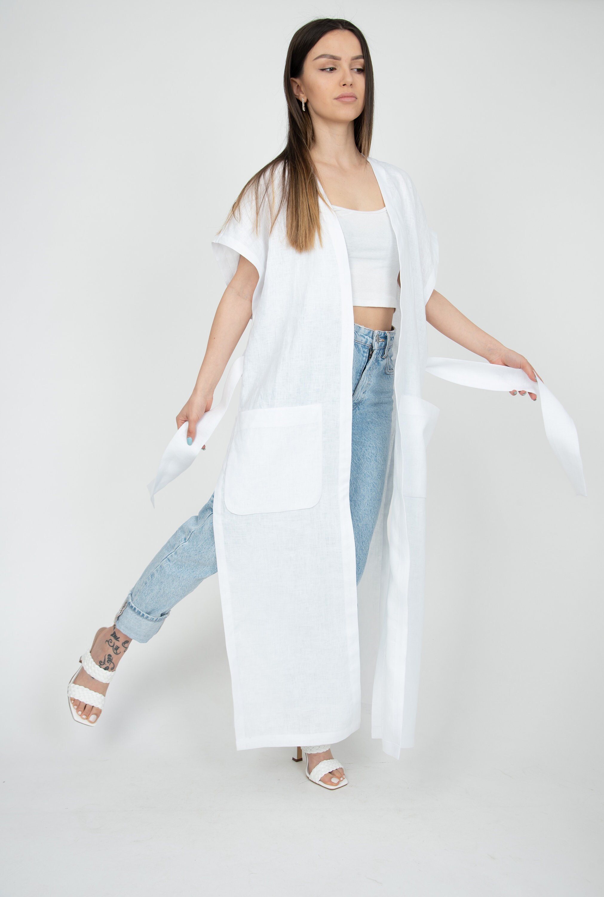 Linen Vest Women/Linen Long Vest/Handmade Linen Vest/Linen | Etsy