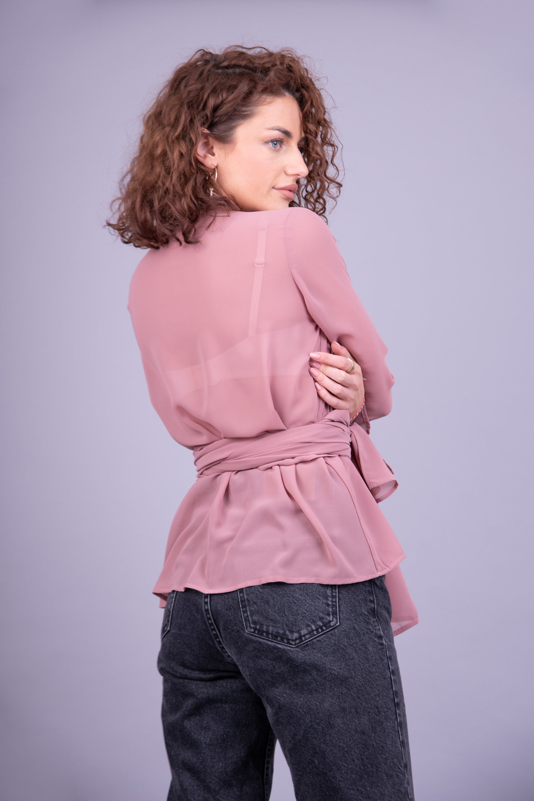 Chiffon Handmade Blouse/Feminine Blouse/Long Sleeved | Etsy