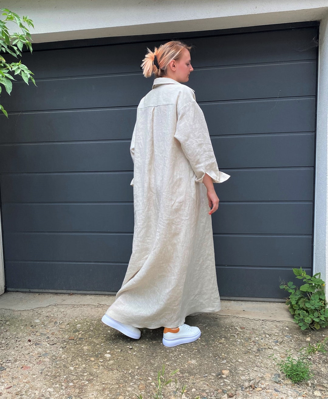 Linen Natural Dress/eco Linen Dress/linen Oversized Dress/kaftan Maxi ...