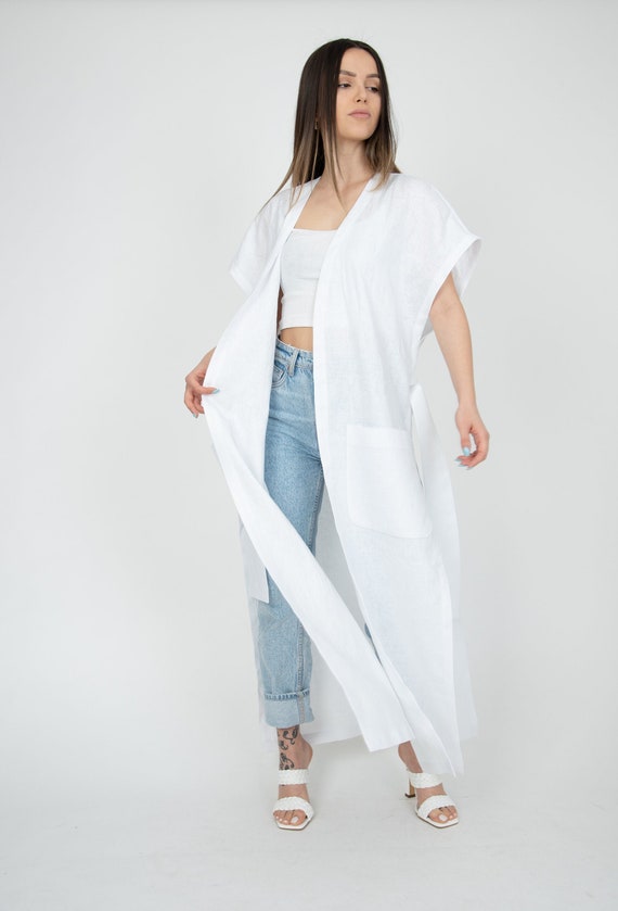 Linen Vest Women/linen Long Vest/handmade Linen Vest/linen - Etsy