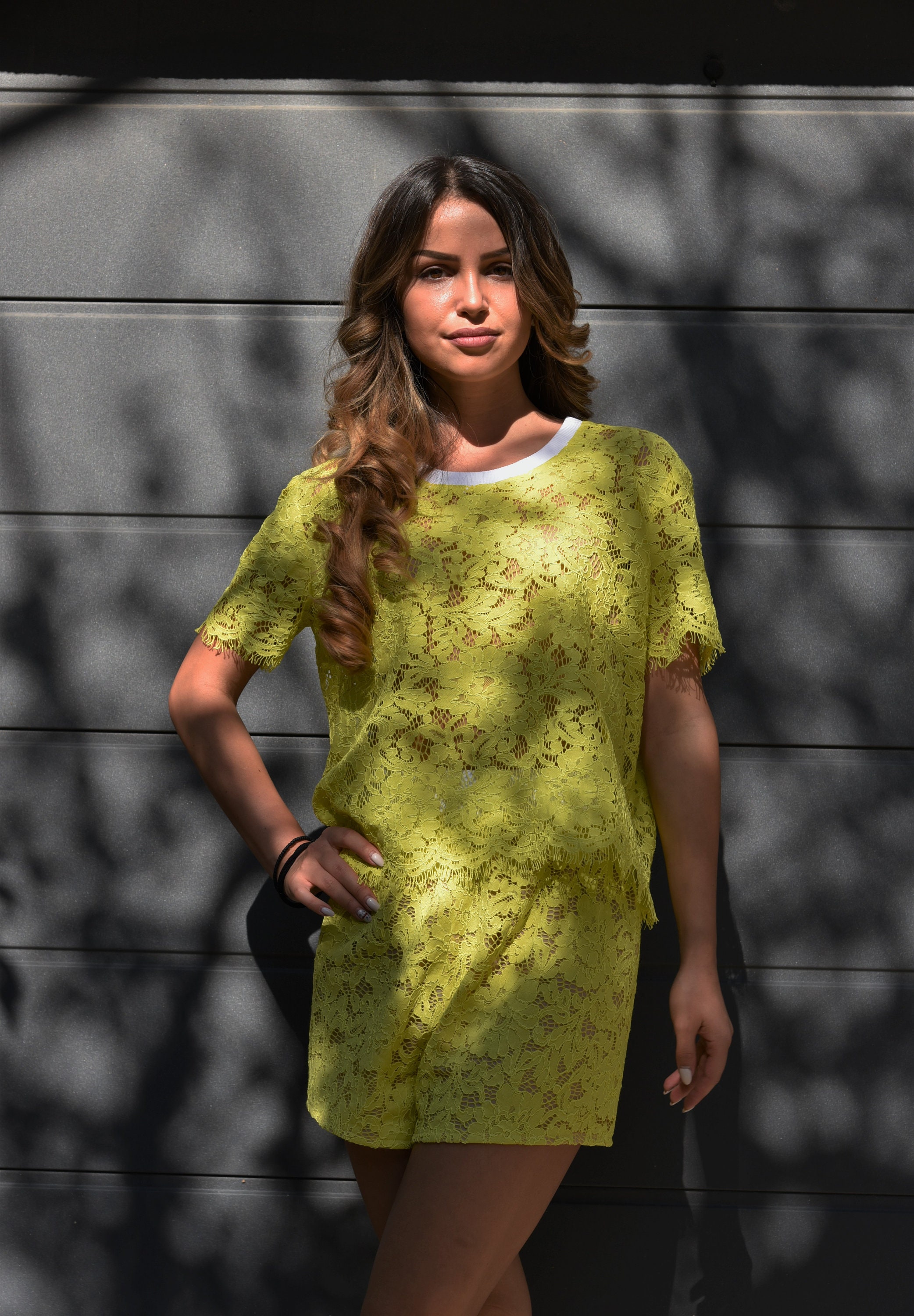 Women's Two Piece Set/Yellow Suit/Two Piece Outfit/Lace | Etsy