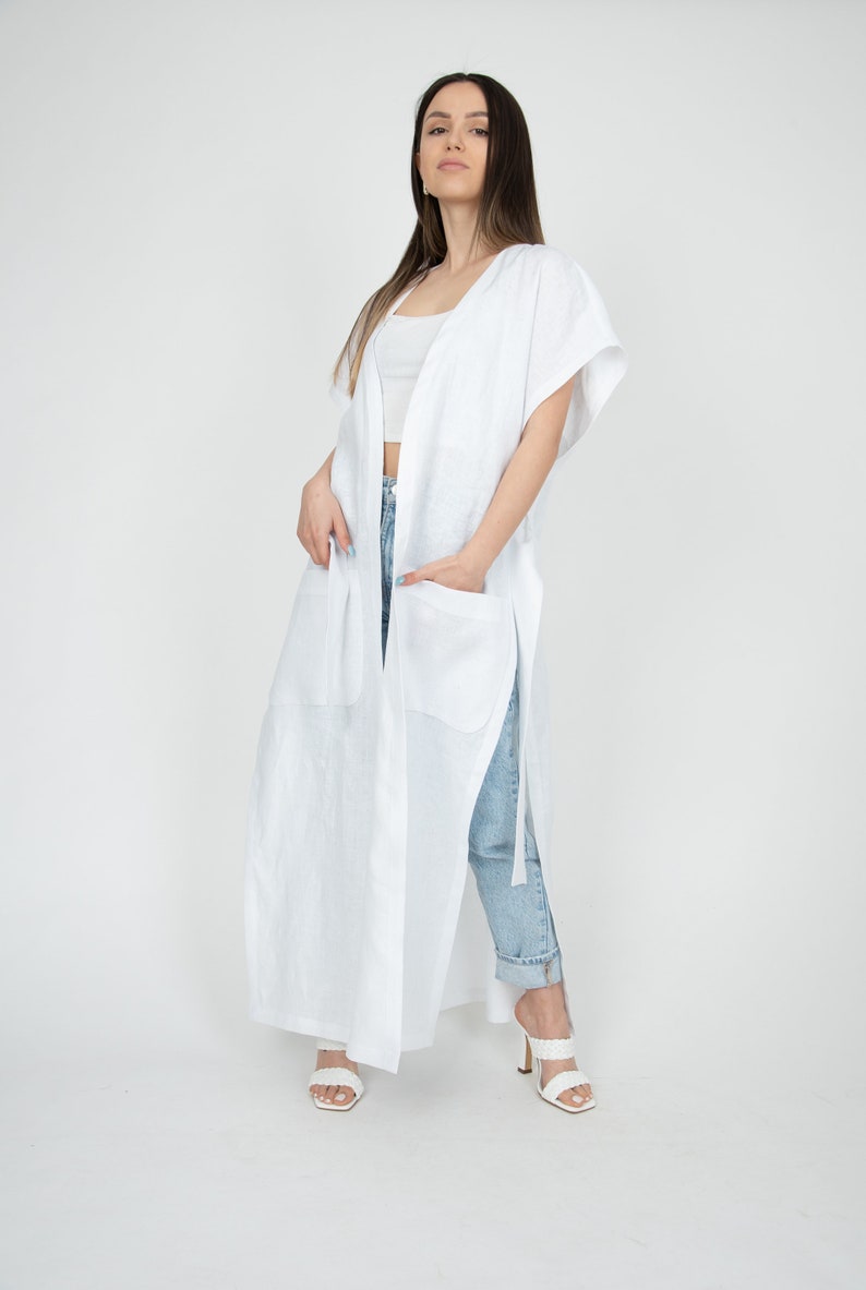 Linen Vest Women/linen Long Vest/handmade Linen Vest/linen - Etsy