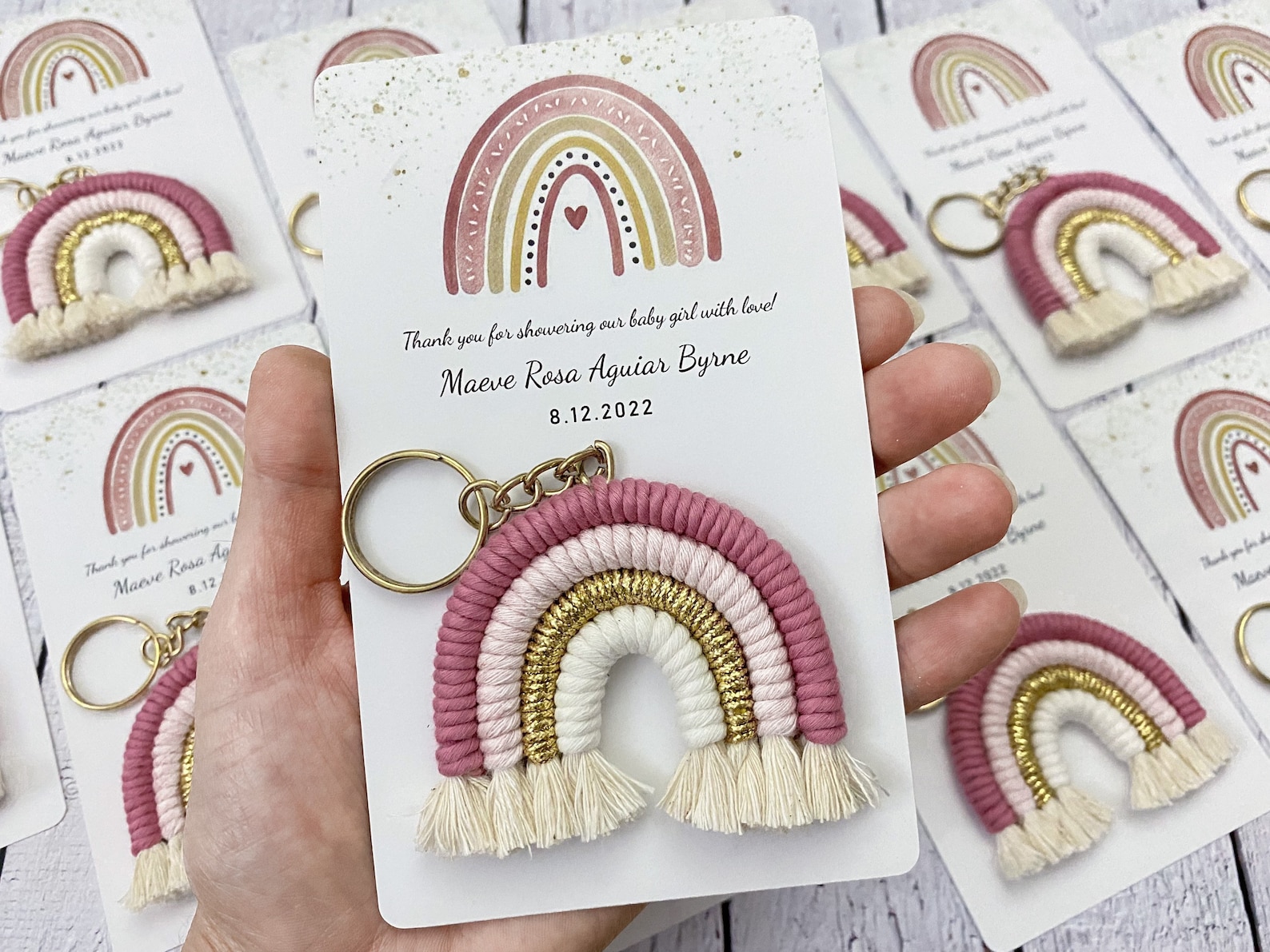 Macrame Rainbow Keychain Favors, Baby Shower Magnet Favors, Mini Tiny ...