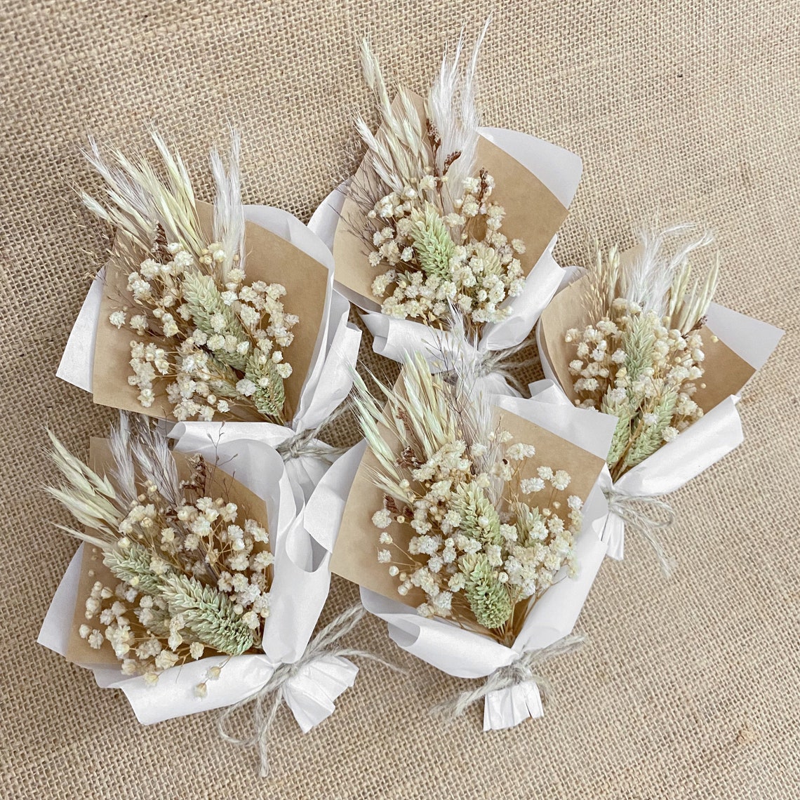Mini dried flowers bouquets wedding favors for guest rustic | Etsy