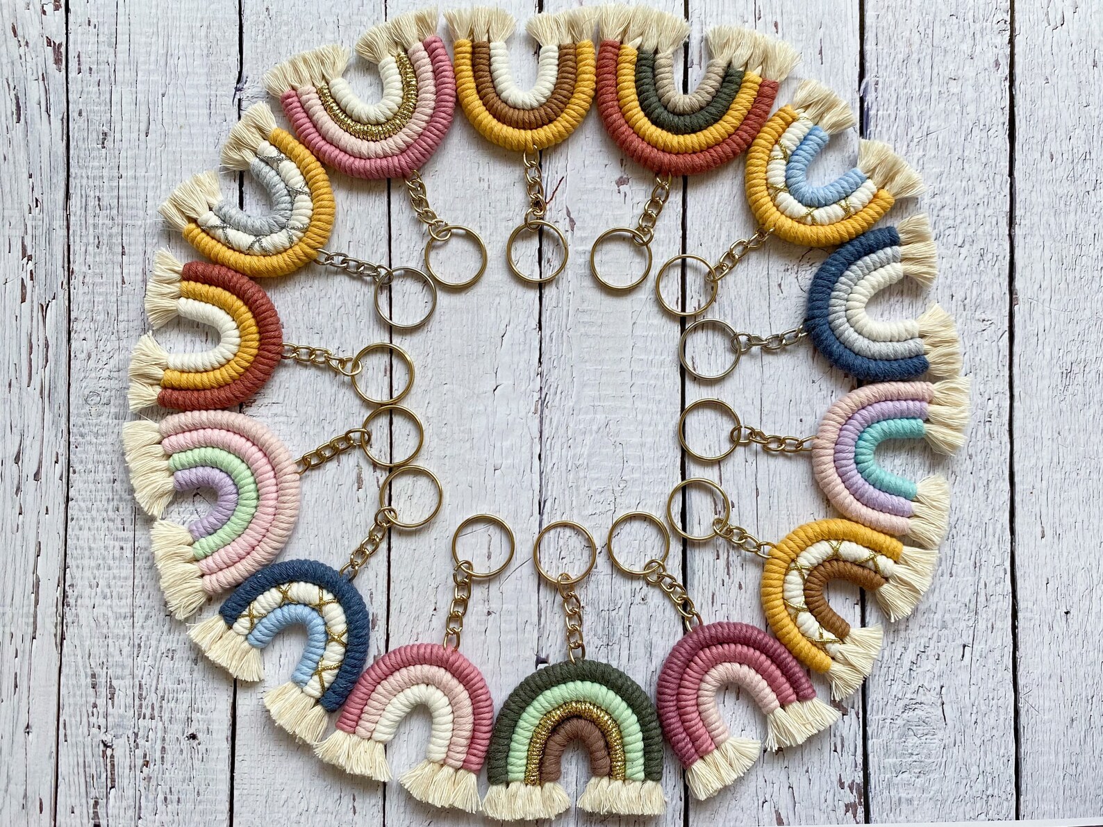 Macrame Rainbow Keychain Favors Baby Shower Magnet Favors - Etsy