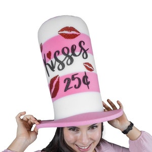 Foam Party Hats Valentine’s Day Top Hat - Kisses Love Hat - Crazy Love ...
