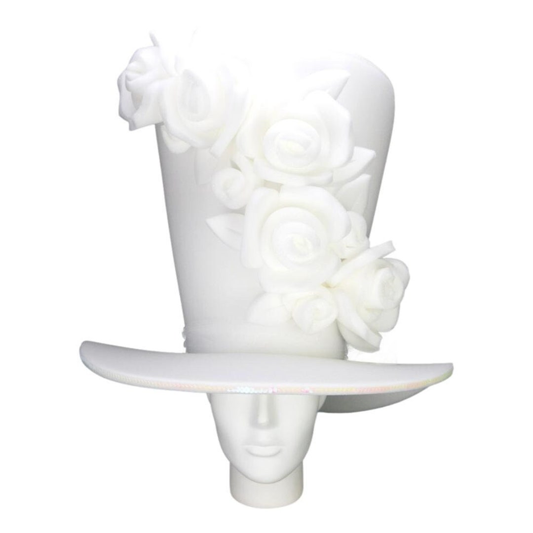 Foam Party Hats White Roses Bride Hat Bride to Be Hat Future Mrs Hat ...