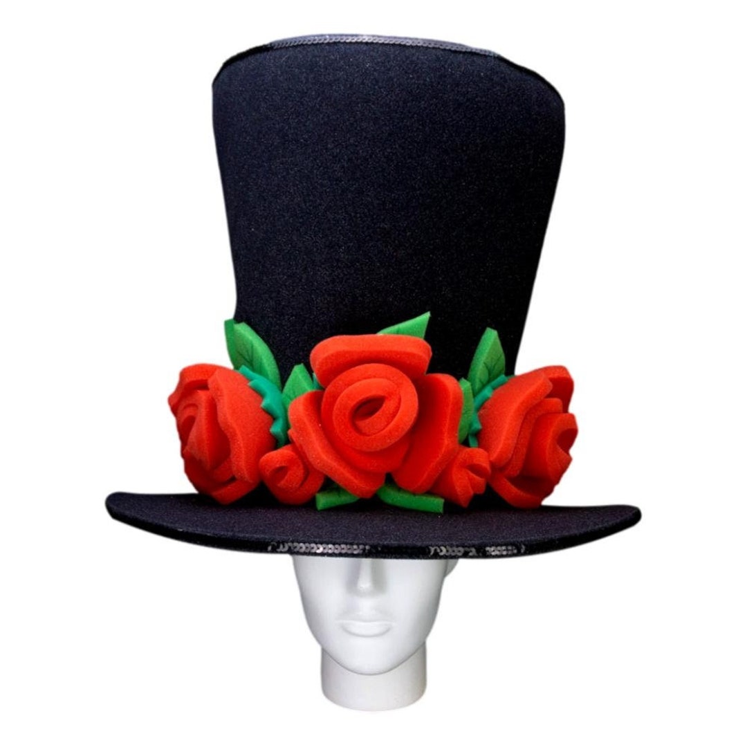 Foam Party Hats: Red Roses Black Bride Hat - Princess Bride Hat ...