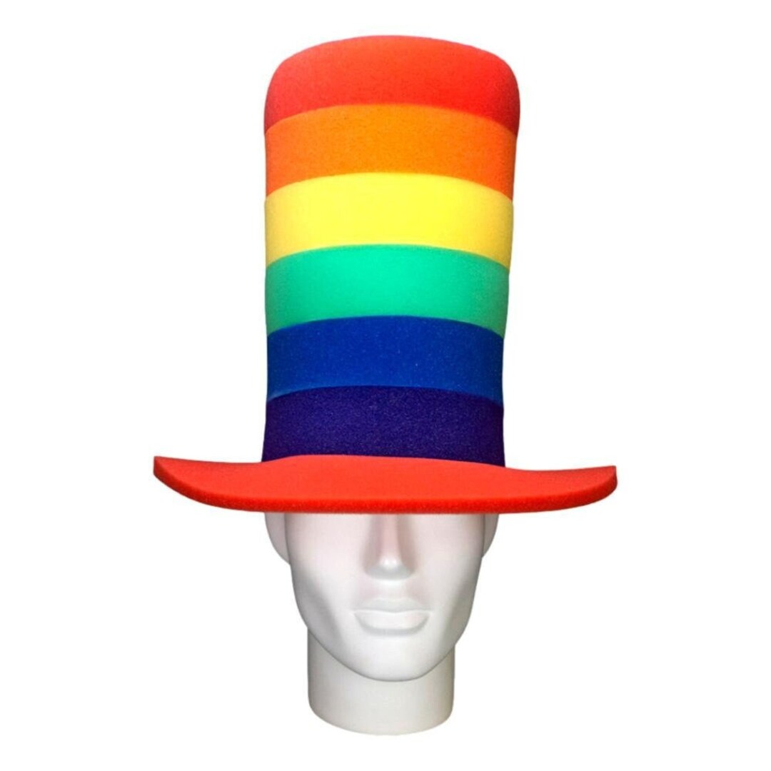 Foam Party Hats: Pride Rainbow Top Hat - Gay Pride Hat - LGBTQ Clothing ...