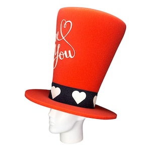 Foam Party Hats Valentine’s Day Wide Top Hat - Crazy Love Hat - I Love ...